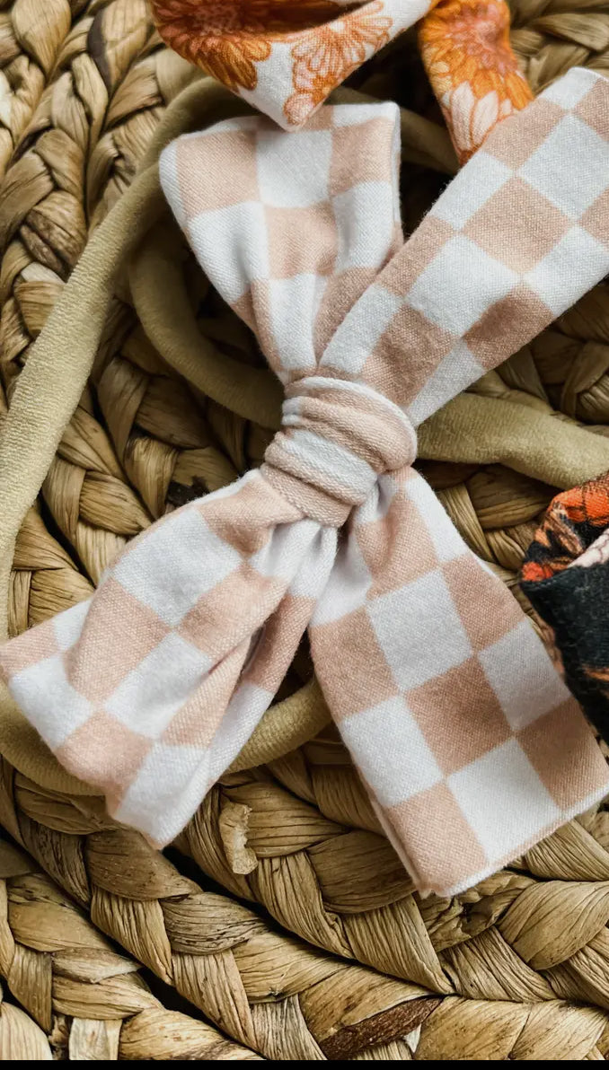 Tan Check Bow – LETTIE GRAYS